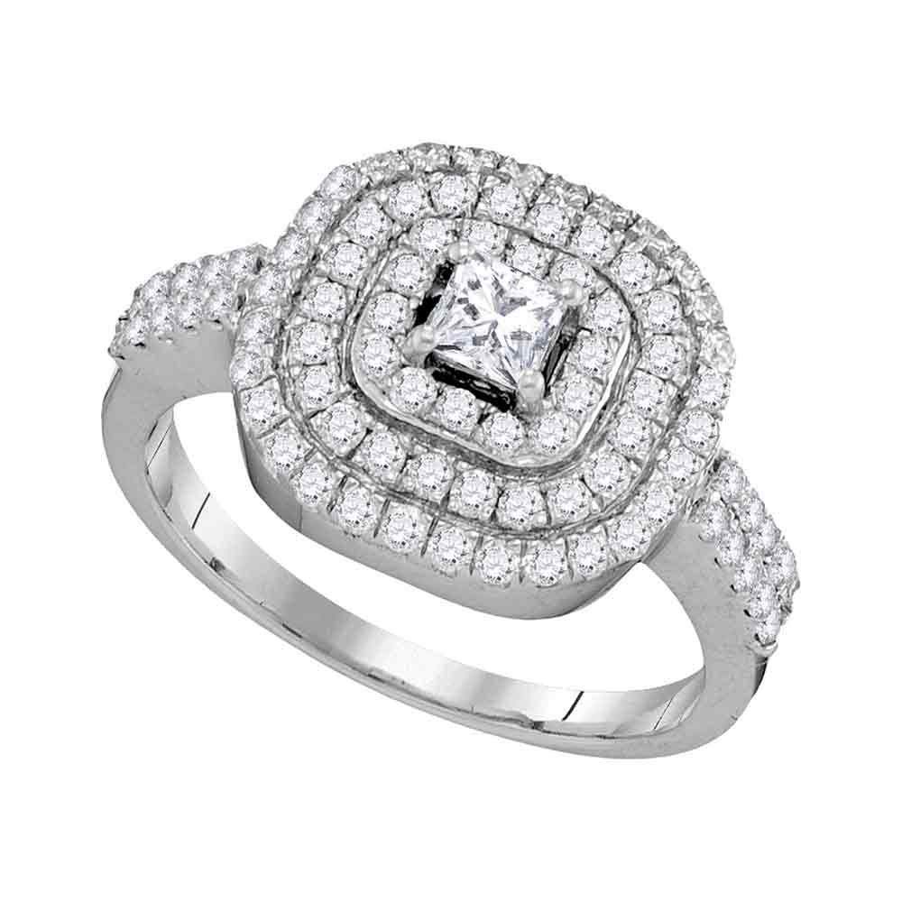 Dazzlingrock Collection 14kt White Gold Womens Princess Diamond Solitaire Triple Halo Bridal Wedding Engagement Ring 1.00 ctw