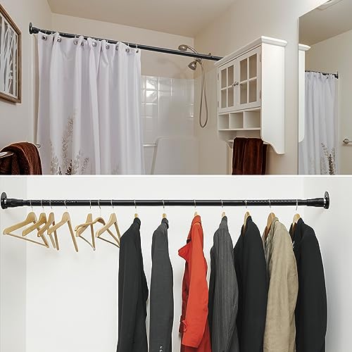 Shower curtain rod,Black shower curtain rods No Drilling Expandable Spring Loaded Curtain Tension Rod Adjustable 43 to 73 inch doesn't rust