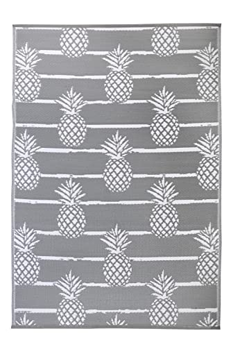 Healthy Choices Outdoor Area Rug - 4 x 6 ft - Waterproof, Fade Resistant, Reversible, Premium Recycled Plastic, Lightweight Floor Mat for RV, Patio, Deck, Picnic, Beach, Trailer, Camping - Silver
