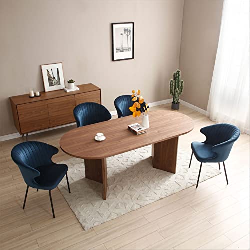 KEVINSPACE Modern Oval Dining Table, 78 Inch Wood Kitchen Table with Double Pedestal Base, Rustic Farmhouse Walnut Home Desk for Living Room, Dining Room