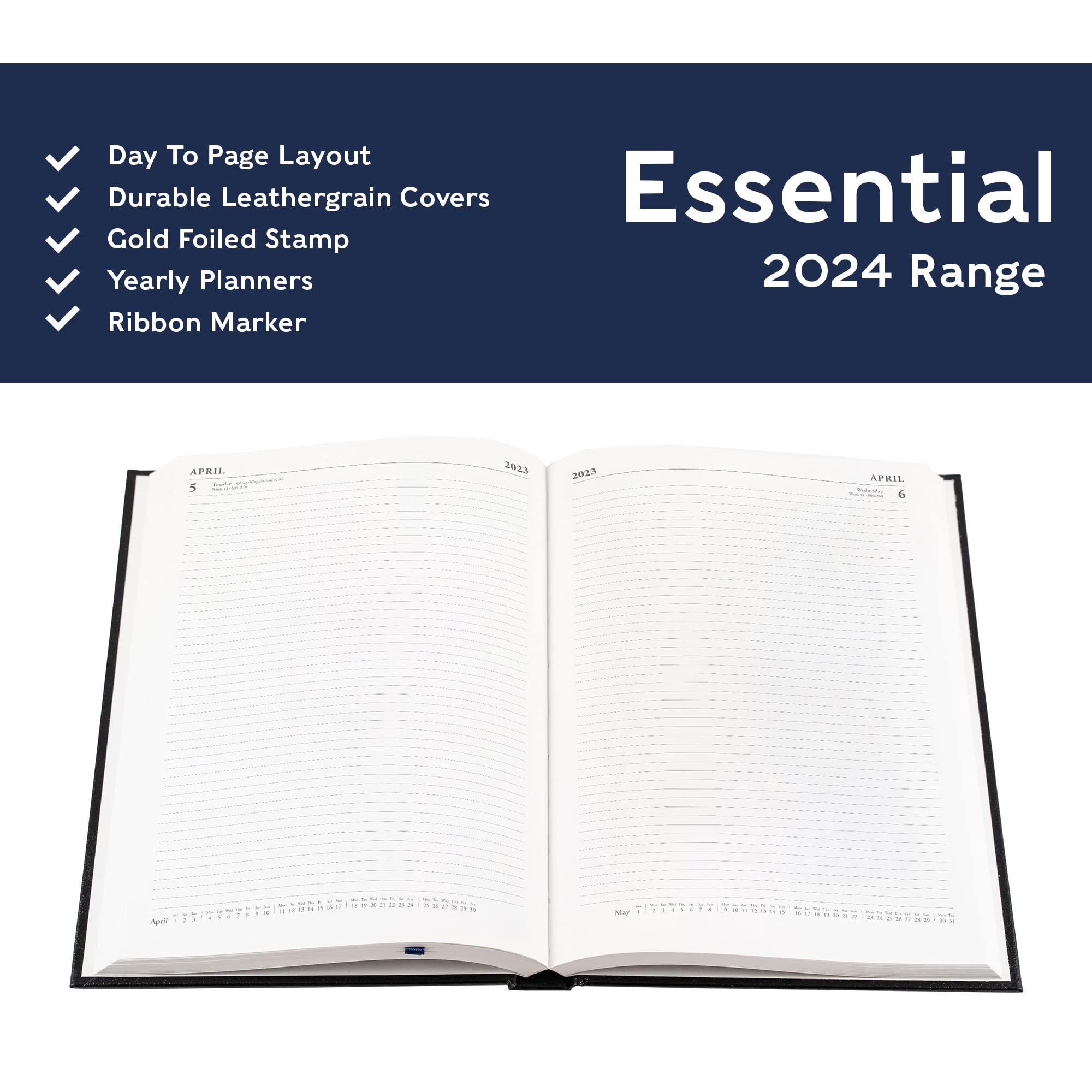 Collins Essential 2024 Daily Planner - Daily Calendar 2024 Page A Day Diary, Journal & 2024 Planner - Business, Office, Academic and Personal Planner -A4 Size (Black) (A4 / Letter Size / 8.5" x 11",