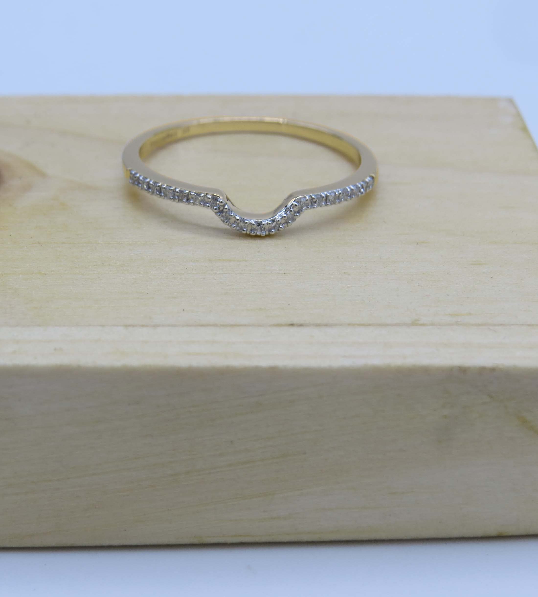 Dazzlingrock Collection 0.11 Carat (Ctw) 10K Round Lab Grown Diamond Women Wedding Band Guard Ring, Yellow Gold, Size 7.5
