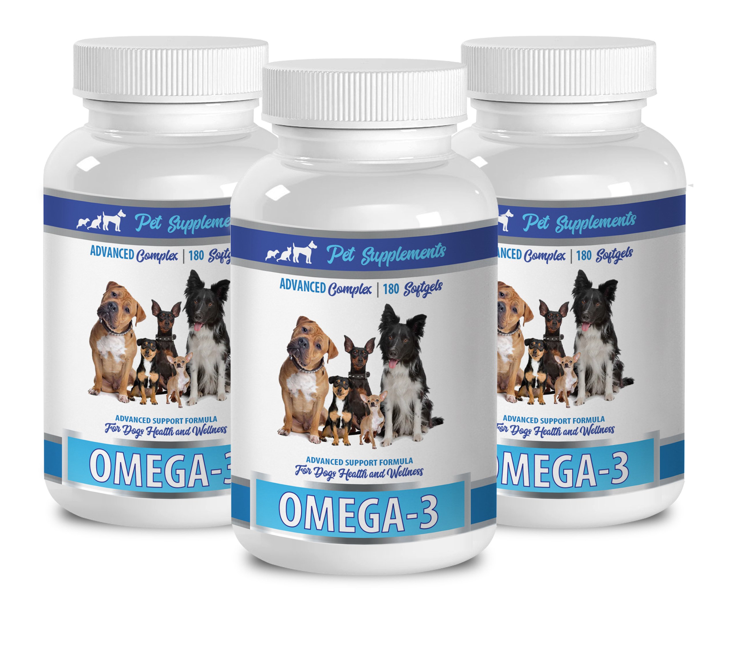 Omega 3 for Pets - Omega 3 - Advanced Complex - Health & Wellness for Dogs, Dog Omega 3 Supplement Oil, Fish Oil for Dogs Skin and Coat and Joints, Omega 3 Fatty Acid Supplements 3 Bottle 540Softgels