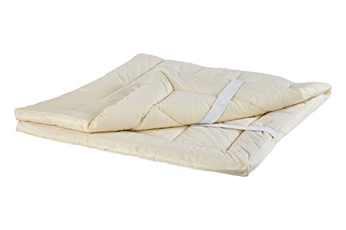 Sleep & Beyond 54 by 76-Inch Washable Wool Mattress Topper, Full, Natural
