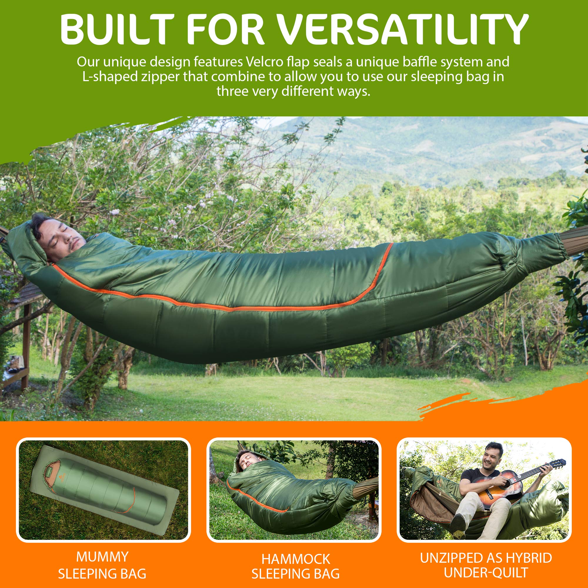 Cushy Camper Sleeping Bag for Hammocks - Lightweight Camping Sleep System to Keep You Warm and Cozy in Your Hammock - Sleeping Bag for Adults so You Can Hang Out Even in Cold Weather
