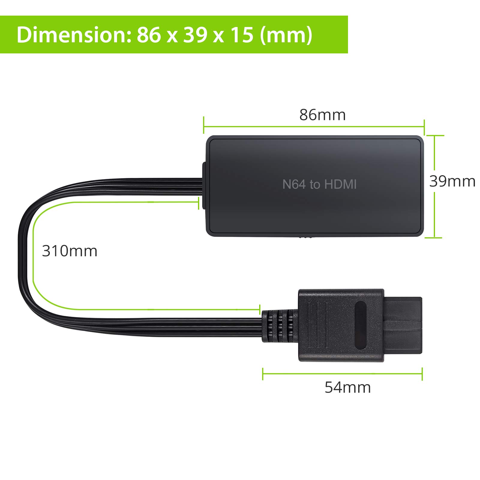 CAMWAY N64 To HDMI Converter Adapter,HD Link Cable for N64, Plug and Play, Support 1080P/720P for N64/GameCube/SNES, SNES To HDMI Cable, GameCube To HDMI