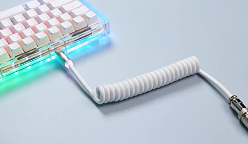 EPOMAKER Gaming Keyboard and Coiled Cable Combo,MIACat 64 Hot Swappable Wired VIA Programmable Keyboard, Puff Aviator Coiled USB Cable for Mac/Win/Gamers(Budgerigar Switch)
