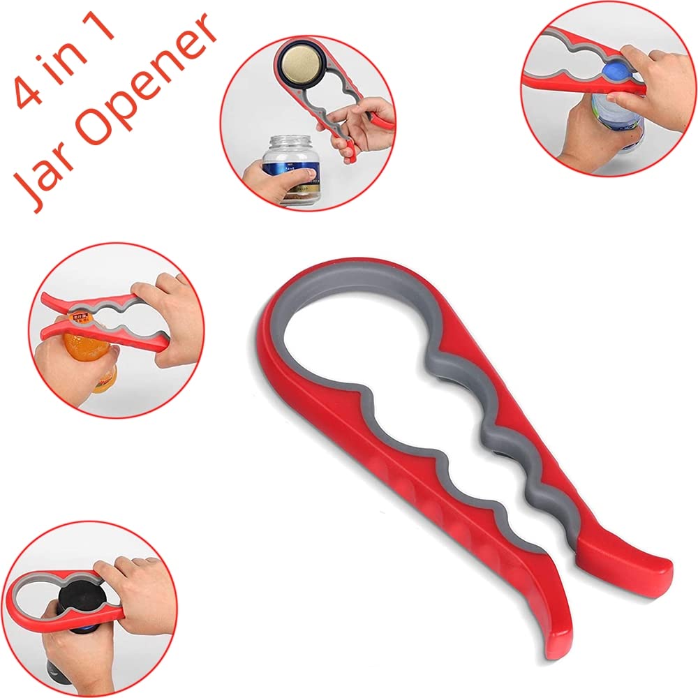 Can Opener Kit, 5 in 1 Multi-Function Bottle Opener,4 in 1 Multi-Function Jar Opener Fit for Seniors with Arthritis,Rubber Grip Jar Opener