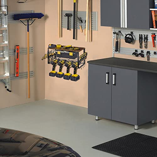 NIUXX Power Drill Tool Organizer Wall Mounted, Garage Storage Rack for Handheld Power Tools, Heavy Duty Floating Utility Tool Storage Shelf with Side Screwdriver for Garage, Home, Workshop