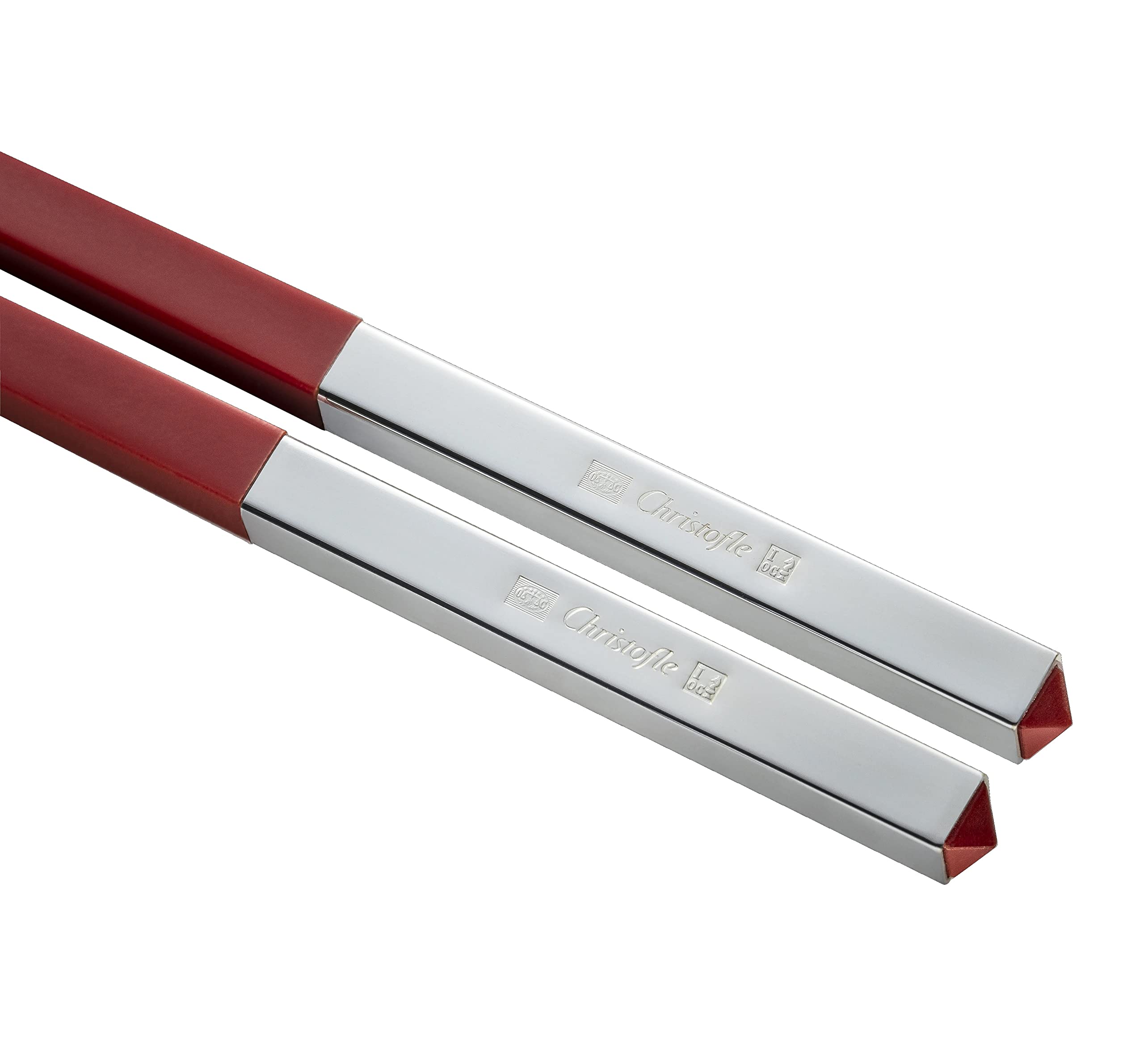 Christofle Uni Silver-Plated Red Chinese Chopsticks & Rest #4222741