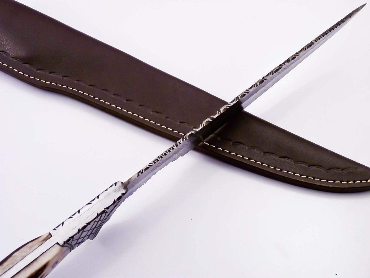 Custom Damascus Knife Hunting Knife Outdoor Knife With Stag Antler Handle