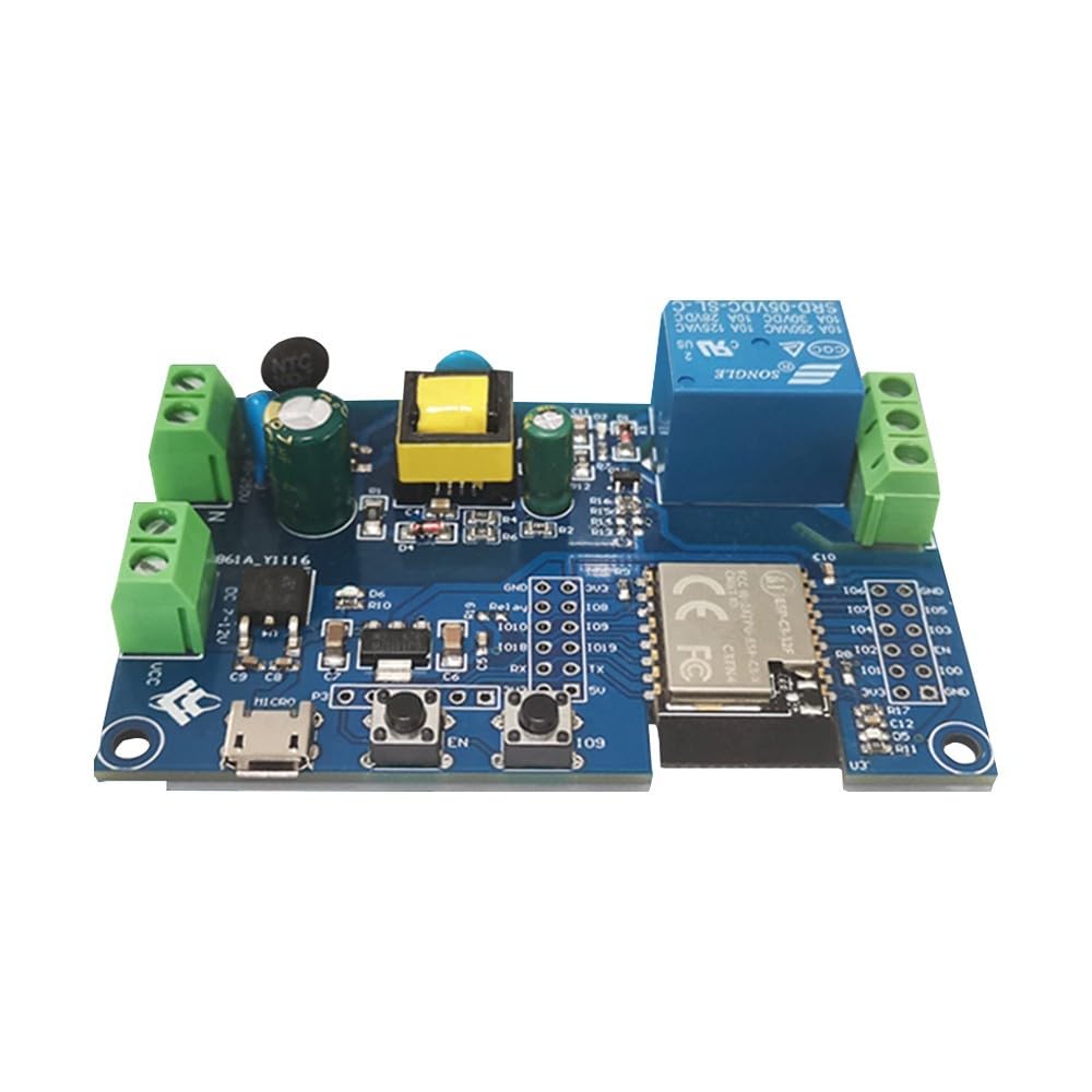ESP32-C3 Single-Channel Wireless Fidelity Relay Switch Development Board ESP-C3-12F Remote Switch Control Module Supporting AC 90V-250V & DC 7V-12V Power Supply 4M Byte Flash