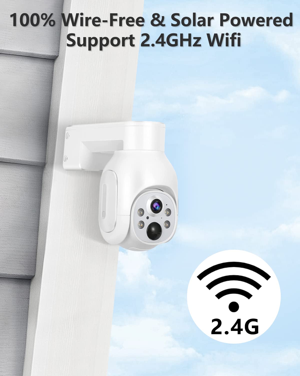 EDSACE 2K Solar Powered Security Camera Wireless Outdoor, Rechargeable Solar Camera Pan Tilt Digital Zoom Spotlight,Battery Powered Security PTZ Camera PIR Motion Sensor, 2-Way Talk, SD/Cloud Storage