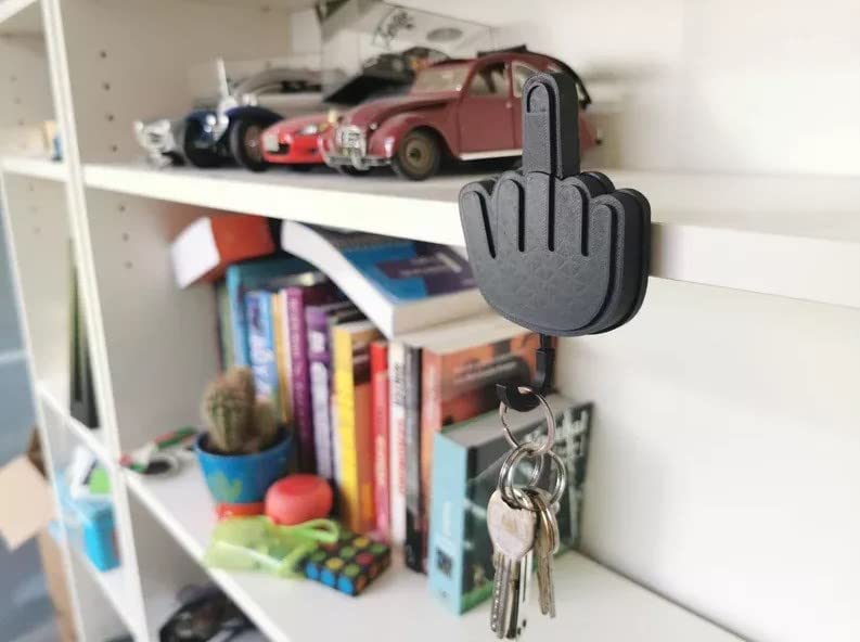 Middle Finger Key Hanger Funny Gift Idea Middle Finger Self Adhesive Key Hook Wall Personalized Key Holder for Doorway Wall Entryway Hallway Funny Office Gift (2PCS)1