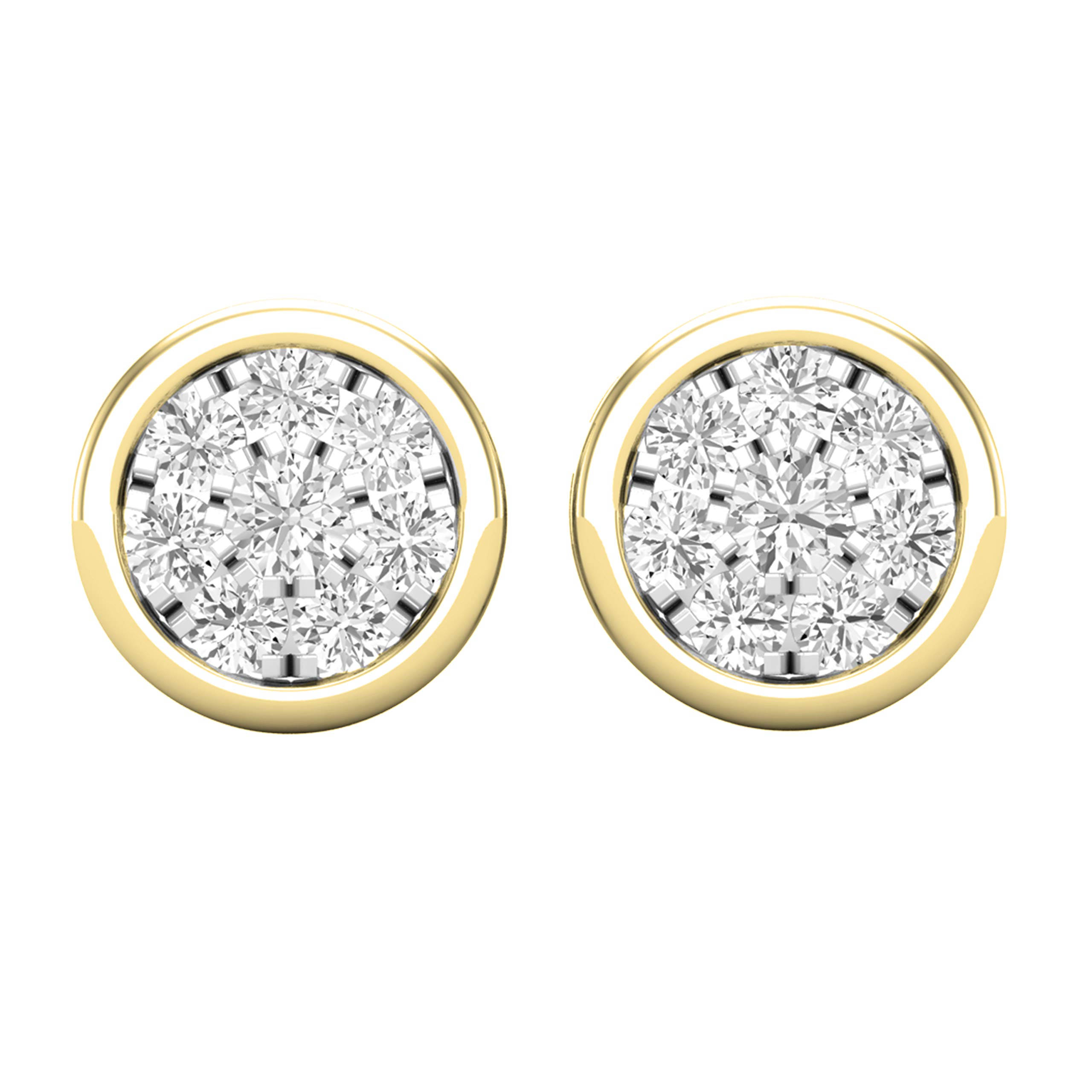 Dazzlingrock Collection 0.45 Carat (ctw) Round Diamond Ladies Flower Cluster Stud Earrings 1/2 CT, 10K Yellow Gold
