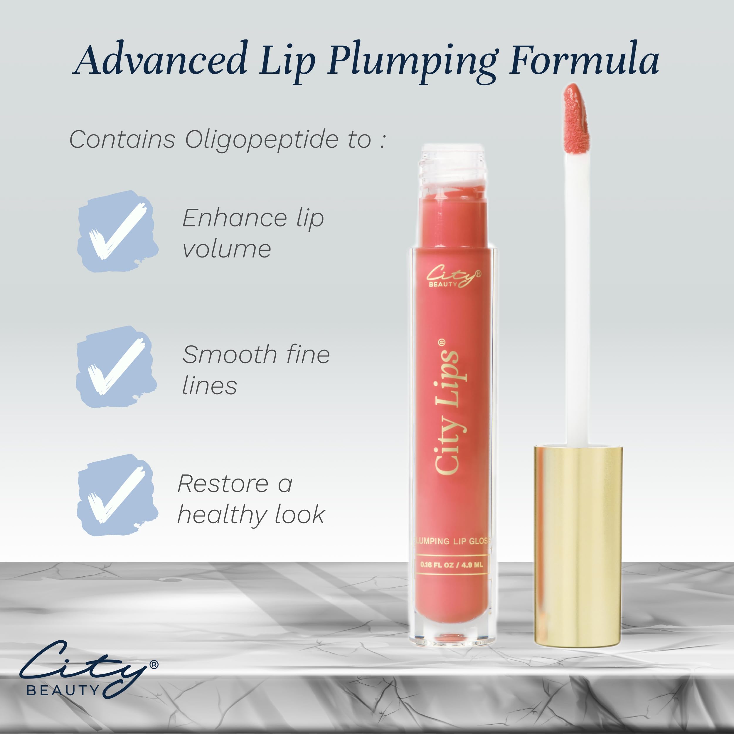 City Beauty City Lips - Plumping Lip Gloss - Hyaluronic Acid & Peptides Hydrate & Volumize (Dusty Rose)