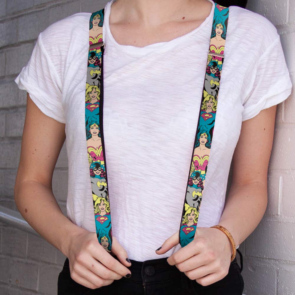 Buckle-Down womens Buckle-down - Justice League Girls Suspenders, Multicolor, 3.5 x 2.5 US