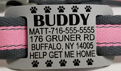 Silent Slide On Pet ID Tags - Premium Pet IDs - Safe Silicone Rubber - Custom Engraved, Waterproof for Dogs and Cats - 5 Lines of Personalized Text