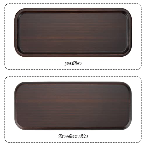 JOIKIT 14 x 5.9 Inch Walnut Wooden Rectangle Tray, Bathroom Tray Platter Solid Wood Decorative Serving Tray Plate for Cookie, Bread, Cheese, Coffee, Tea