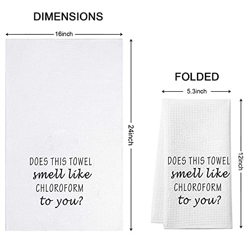 WCGXKO Funny Decorative Flour Sack Kitchen Decor Kitchen Towels Does This Towel Smell Like Chloroform to You (Smell Like Chloroform)
