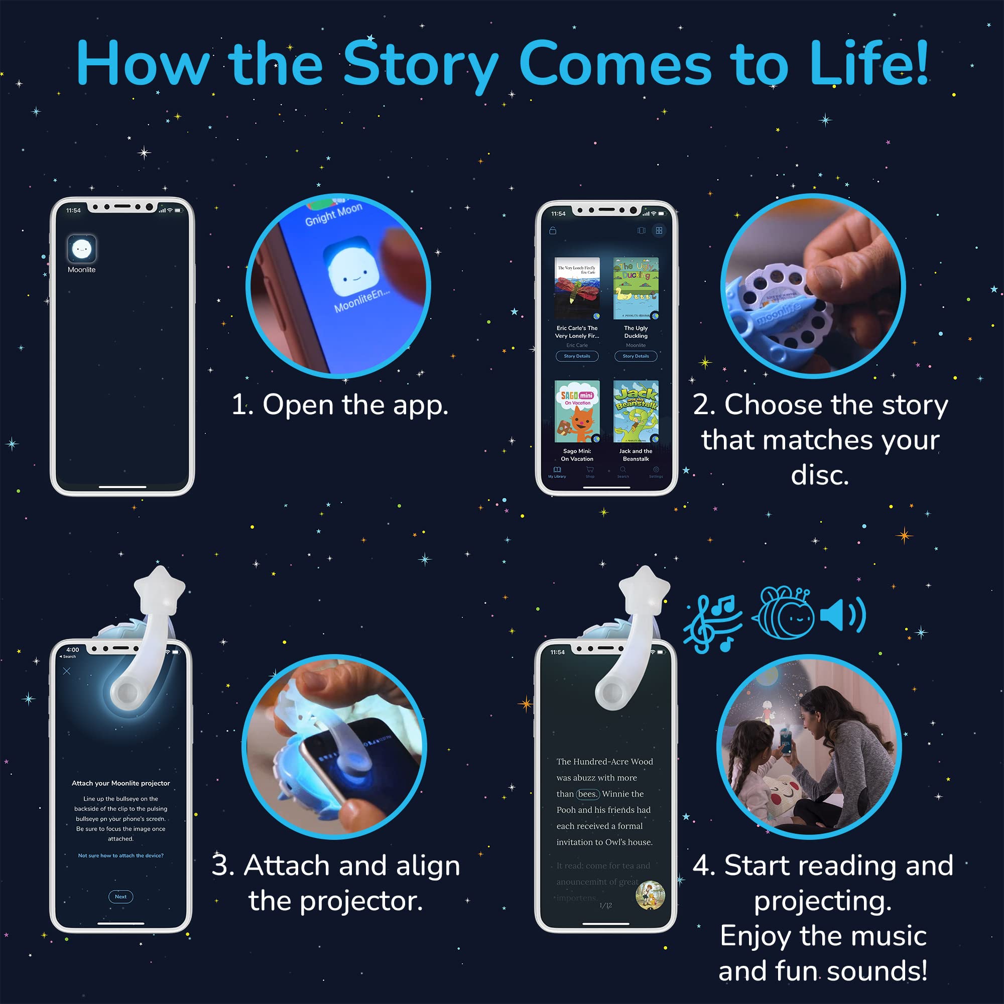 Moonlite Storybook Reels for Flashlight Projector, Kids Toddler | Love You Forever | Single Reel Pack Story for 12 Months and Up
