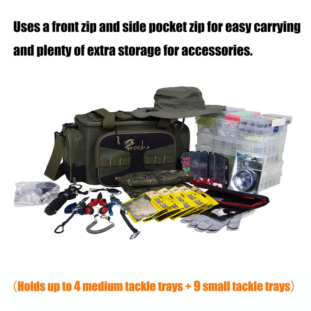 Croch Fishing Tackle Bags with 8 Trays Waterproof Tackle Bag Storage (Bag with 8 Trays)