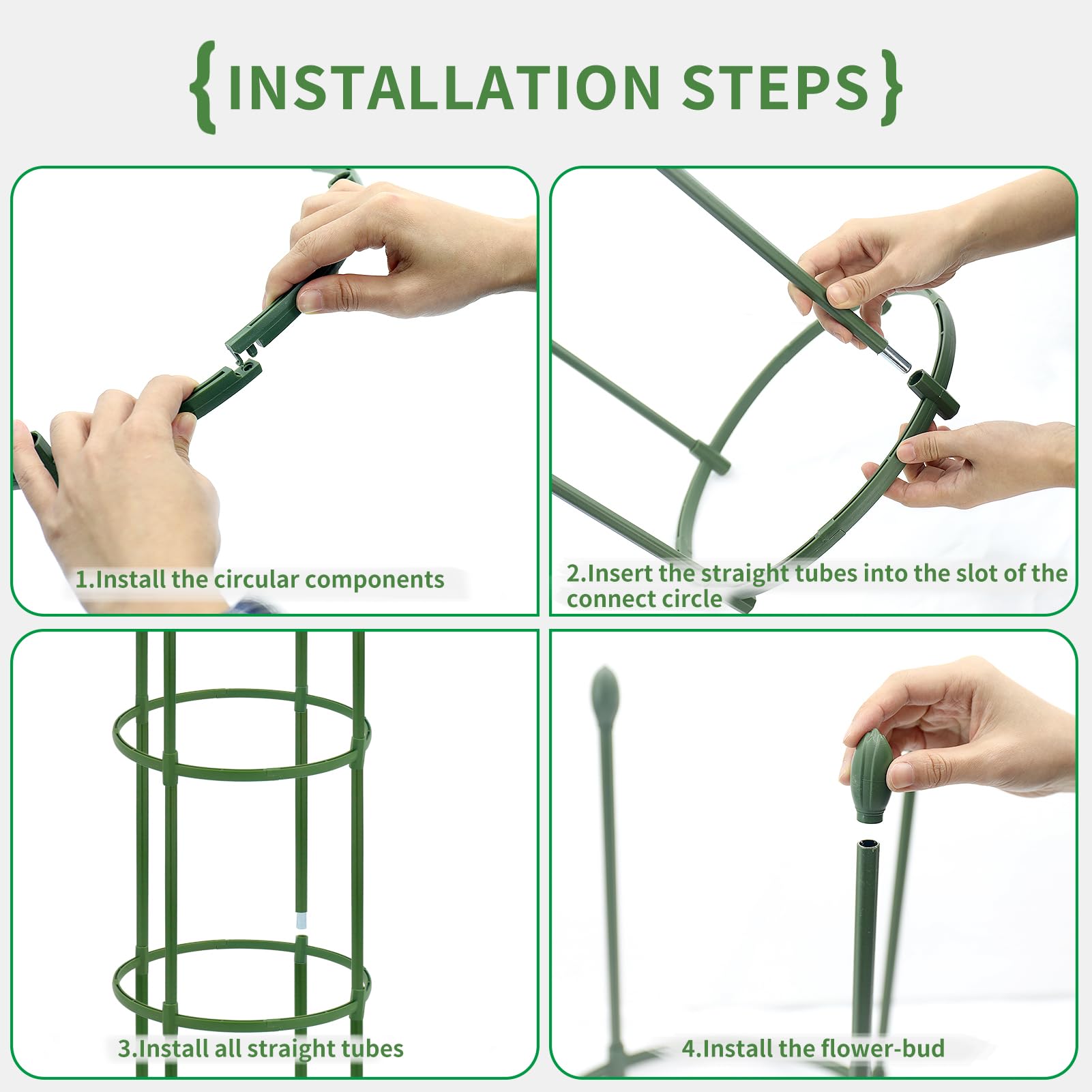 G-LEAF Adjustable Detachable Tomato Cage 3 Pack Tomatoes Plant Support Cages Trellis Garden Sticks/Stakes for Garden, Pot, Climbing Plants, Vegetables, Fruit, Flowers, 55 inch (Garden Ties Include)