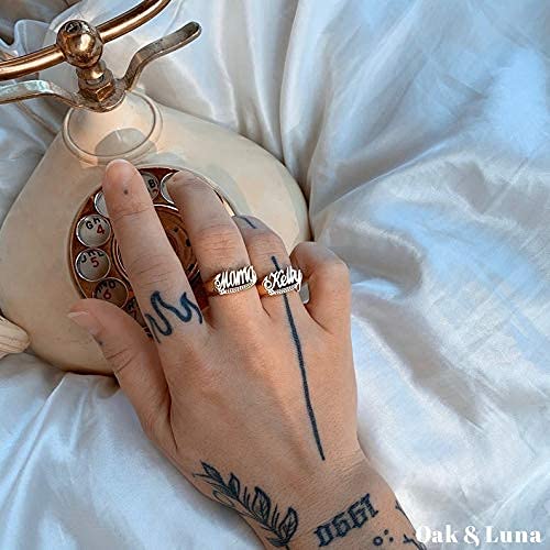 Custom Name Rings Sterling Silver Name Ring Personalized with Any Name Customized Jewelry Gift for Women Mom Girlfriend