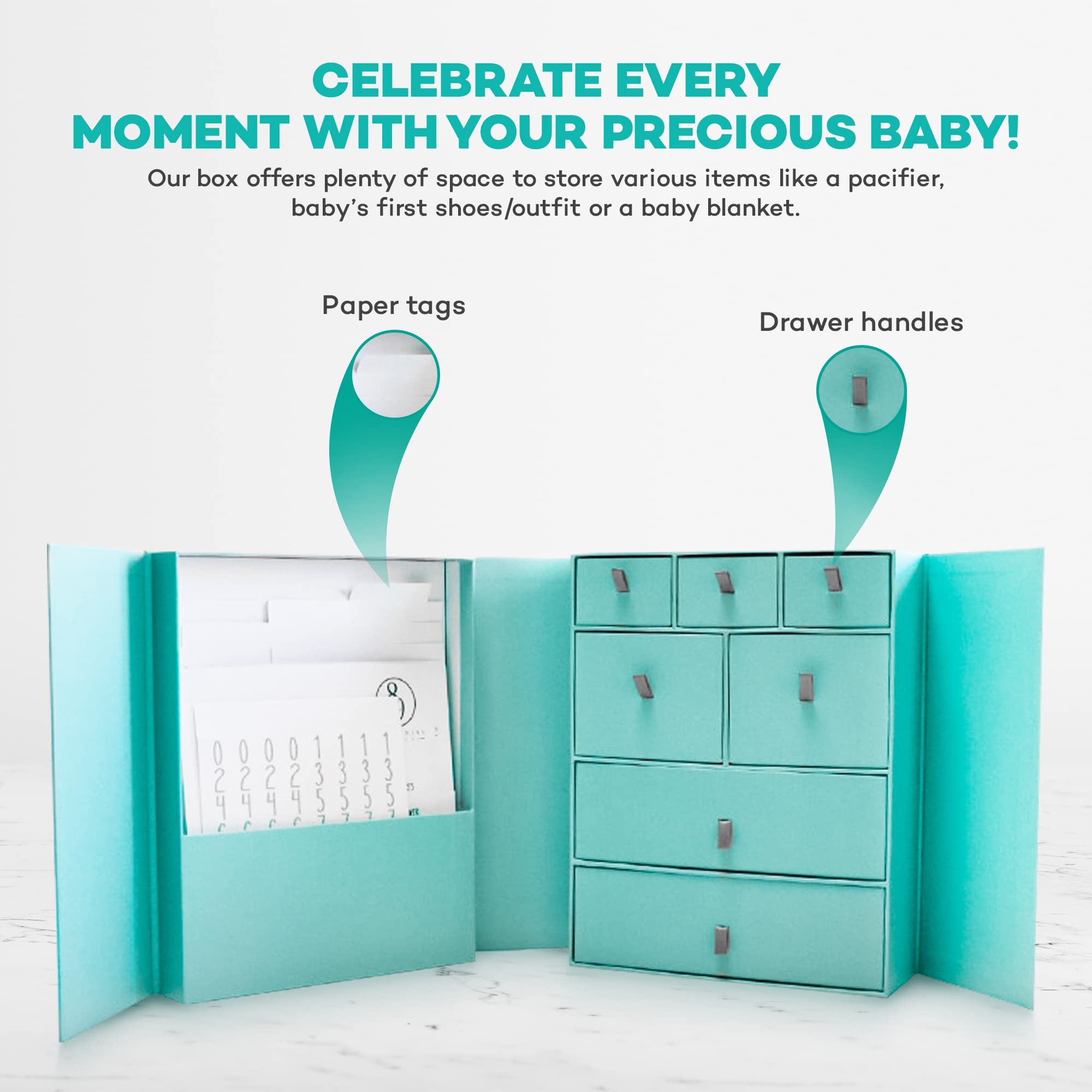 EightyNine Design Baby Keepsake Box, Baby Girl Memory Box for Keepsakes, Including Paper Files and Stickers, Perfect Baby Gift