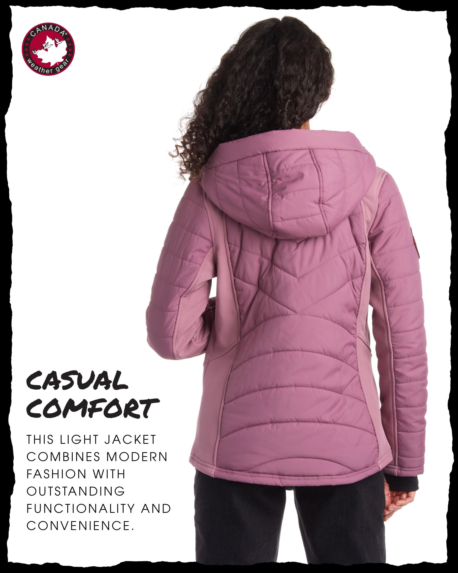 CANADA WEATHER GEAR Women’s Jacket – Lightweight Quilted Puffer Coat – Casual Jacket for Women (S-XL), Size Medium, Black