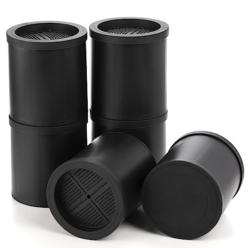 Noamus 6 Pack Bed Risers, 4 Inch Round Furniture Raising Blocks, Black Lifts with Removable Bottom Non-Slip Foam Pads, Heavy Duty Dorm Bed Frame Extenders for Desk Chair, Table Legs, Sofa Couch