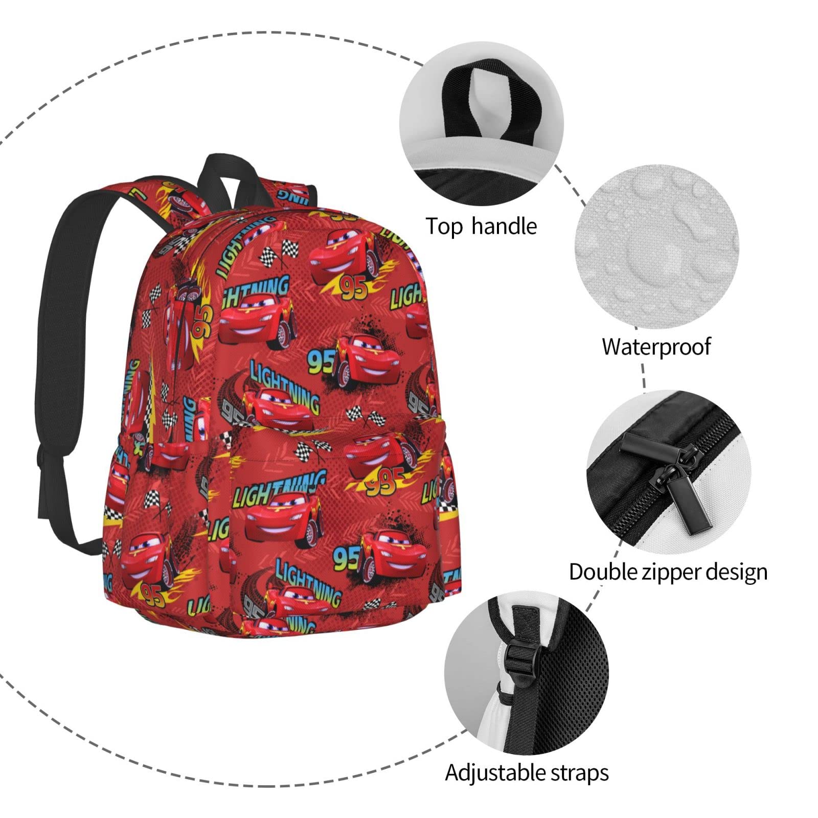 Car Cartoon backpack bag 16 Inch Large Capacity Laptop Backpack Casual Travel Sports Bag Durable Lightweight