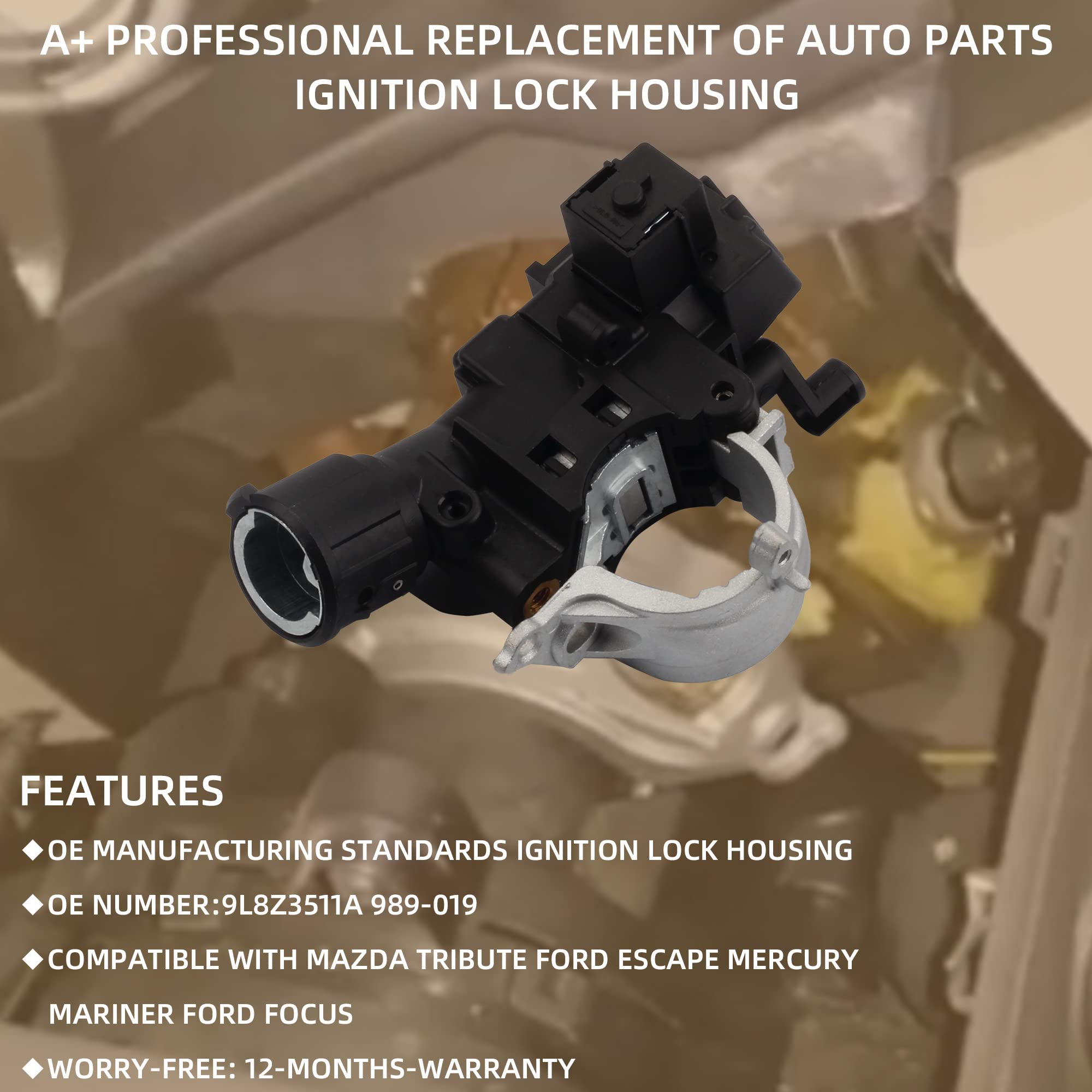 Dasbecan Ignition Lock Housing for Mazda Tribute 2008-2011 Escape 2008-2012 Mercury Mariner 2008-2010 Focus 2009-2011 Replaces# 9L8Z3511A 989-019