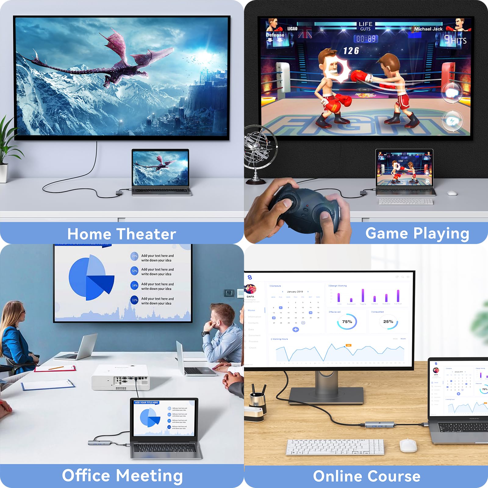 Docking Station for MacBook Pro Air, LIONWEI USB C Docking Station Dual Monitor, Dual HDMI Adapter Hub for Mac MacBook Pro with 2 HDMI, 3 USB 3.0, SD TF Card Reader and 100W PD USB C Charging Port