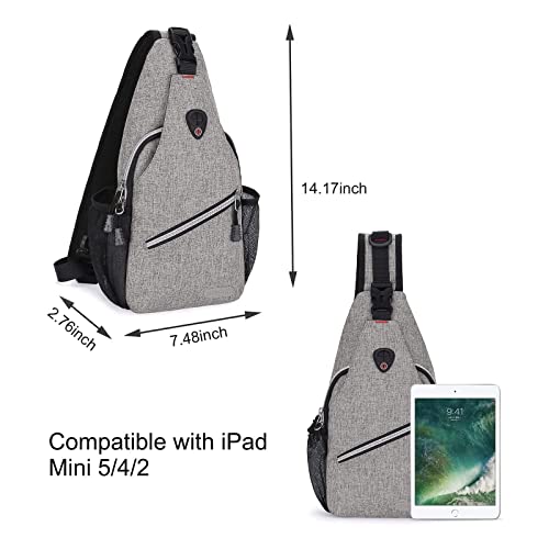 MOSISO Mini Sling Backpack,Small Hiking Daypack Travel Outdoor Casual Sports Bag, Gray