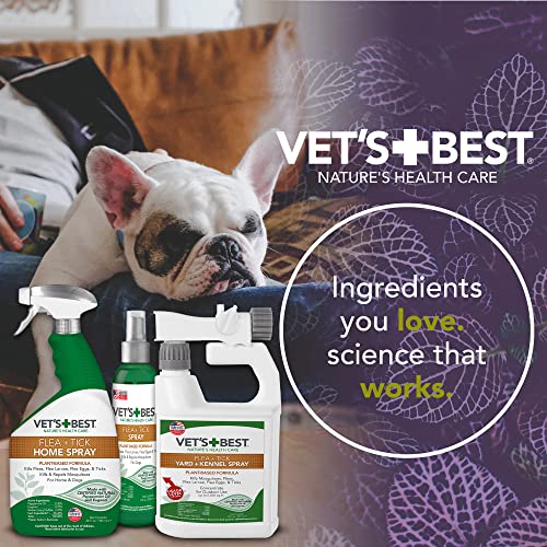 Vet's Best Flea and Tick Yard and Kennel Spray - kills Mosquitoes with Certified Natural Oils - Plant Safe with Ready-to-Use Hose Attachment - 32 oz