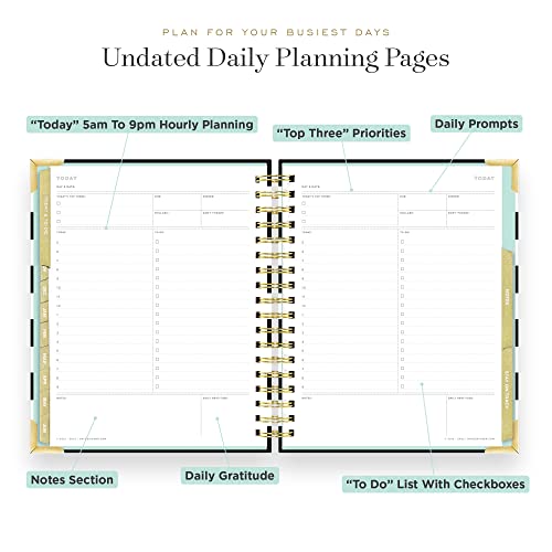 Day Designer 2023-2024 Weekly Planner, July 2023 - June 2024, 7.4x9.5 Page Size (Black Stripe)