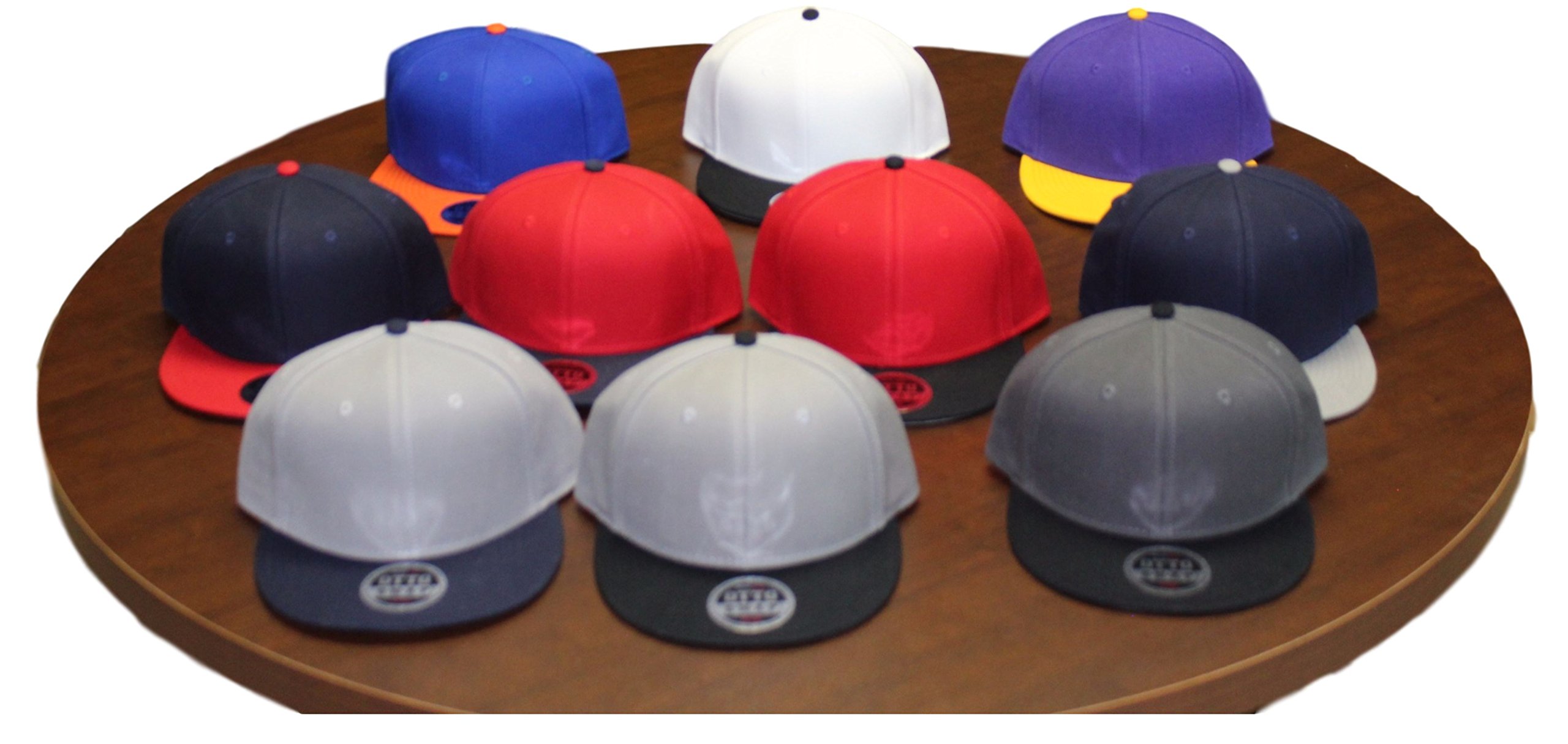 Custom Snapback Hat. Otto. Embroidered. Your Own Text Flatbill Bill Snapback. (Red/Black Bill)