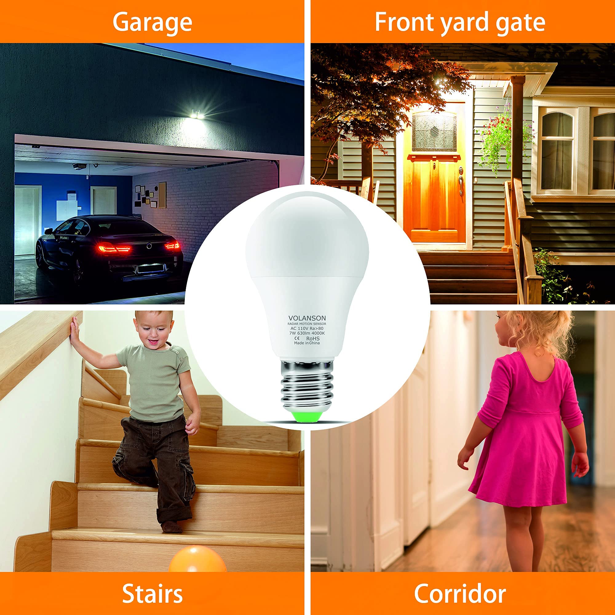 Motion Sensor Light Bulbs with Radar and Dusk to Dawn Sensor Indoor Motion Detector Bulb for Front Door, Porch, Garage, Security Automatic LED Lightbulb (2, Radar Sensor - Deylight)