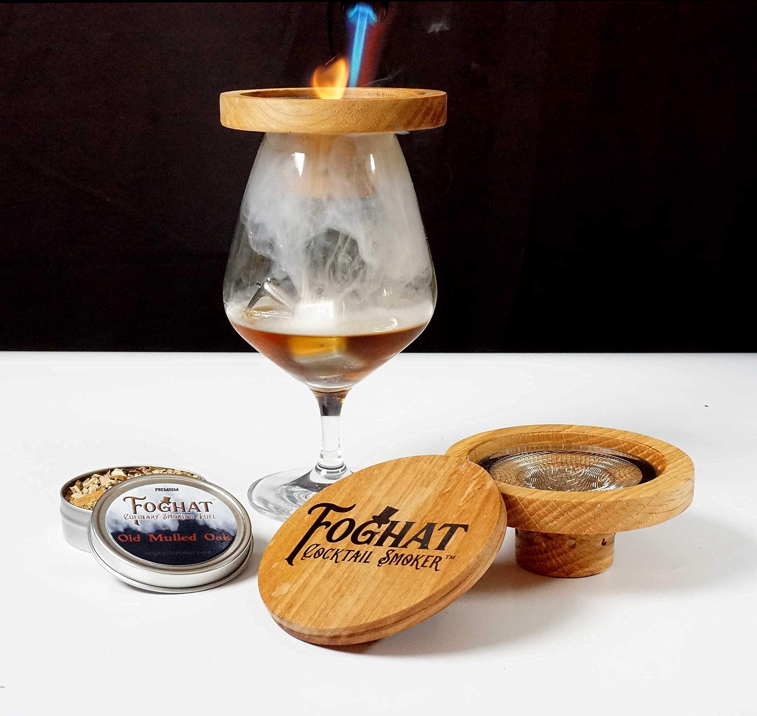 Foghat Cocktail Smoker with Bourbon Barrel Wood Shavings and Bourbon Resurrection Foghat Culinary Smoking Fuel Bundle