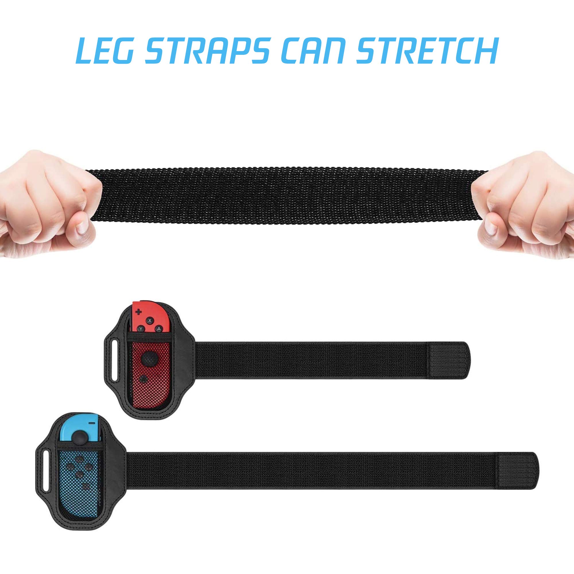 RHOTALL Leg Strap for Nintendo Switch Sports/Ring Fit Adventure, OLED Model Joy Con Controller Game Accessories, Adjustable Elastic Sport Movement Leg Band- 2 Pack