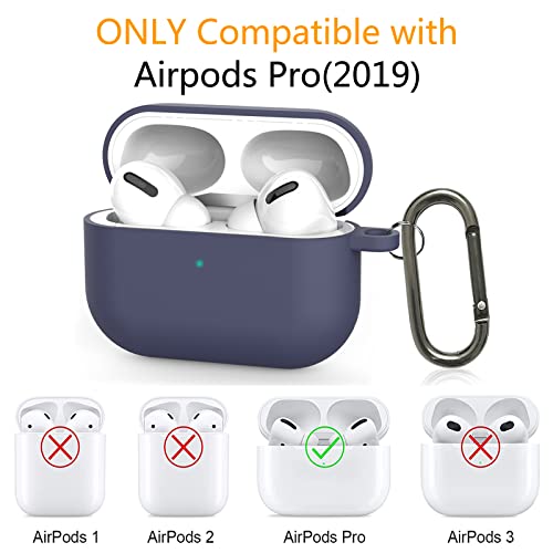 Geeice AirPods Pro Case with Cleaner kit, 2 in 1 Soft Silicone Full Protective Accessories Cover with Keychain, Cleaning Pen for 2019 Airpod Pro, Blue