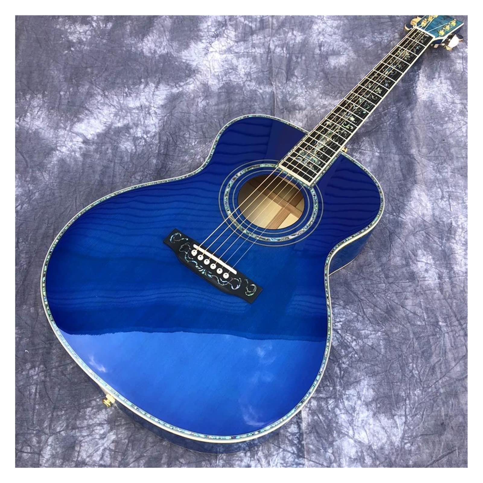 CJWSLYT Guitar Solid Spruce Top Style Acoustic Guitar, Ebony Fingerboard Blue Burst Maple Back and Sides Acoustic Guitar Electric Guitar (Color : Guitar, Size : 41 inches)