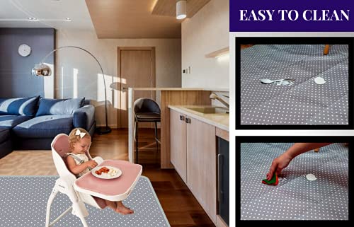 Splat Mat for Under High Chair - Splash Mat | Large 51" x 46" Size | Washable & Water Resistant | Avoid Messes | Multiple Uses | Easy to Wipe | Quick Drying - Comes w/ Carrying case for Floor & Table