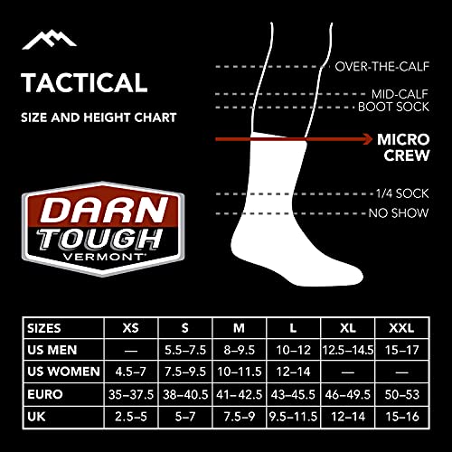 Darn Tough Tactical Micro Crew Light Cushion Socks (T3001) Unisex – (Black, Large)