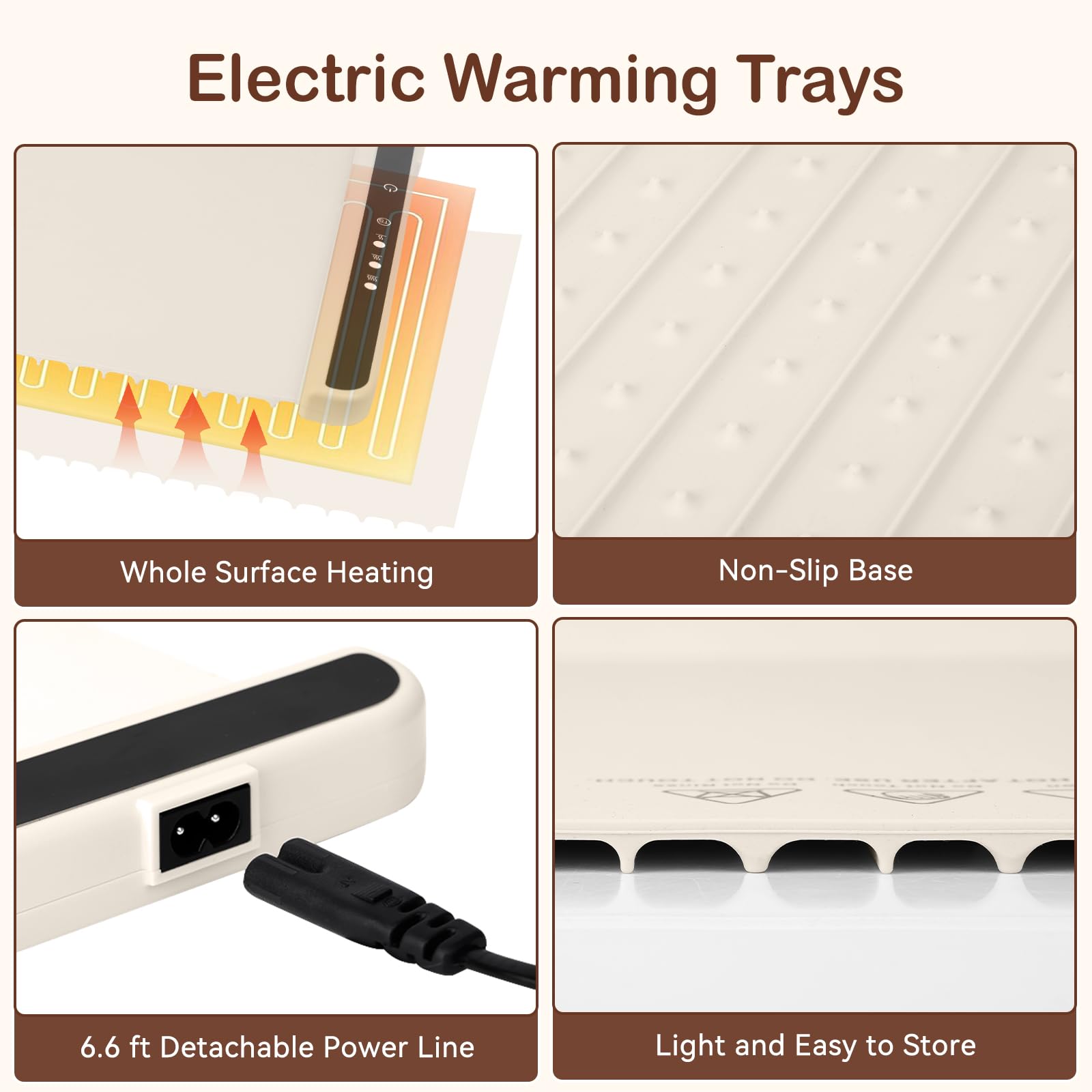 Electric Warming Tray, Food Warming Mat for Parties & Buffets with 3 Temperature & Fast Heating, Electric Food Warmer Mat, Foldable Silicone Heating Mat