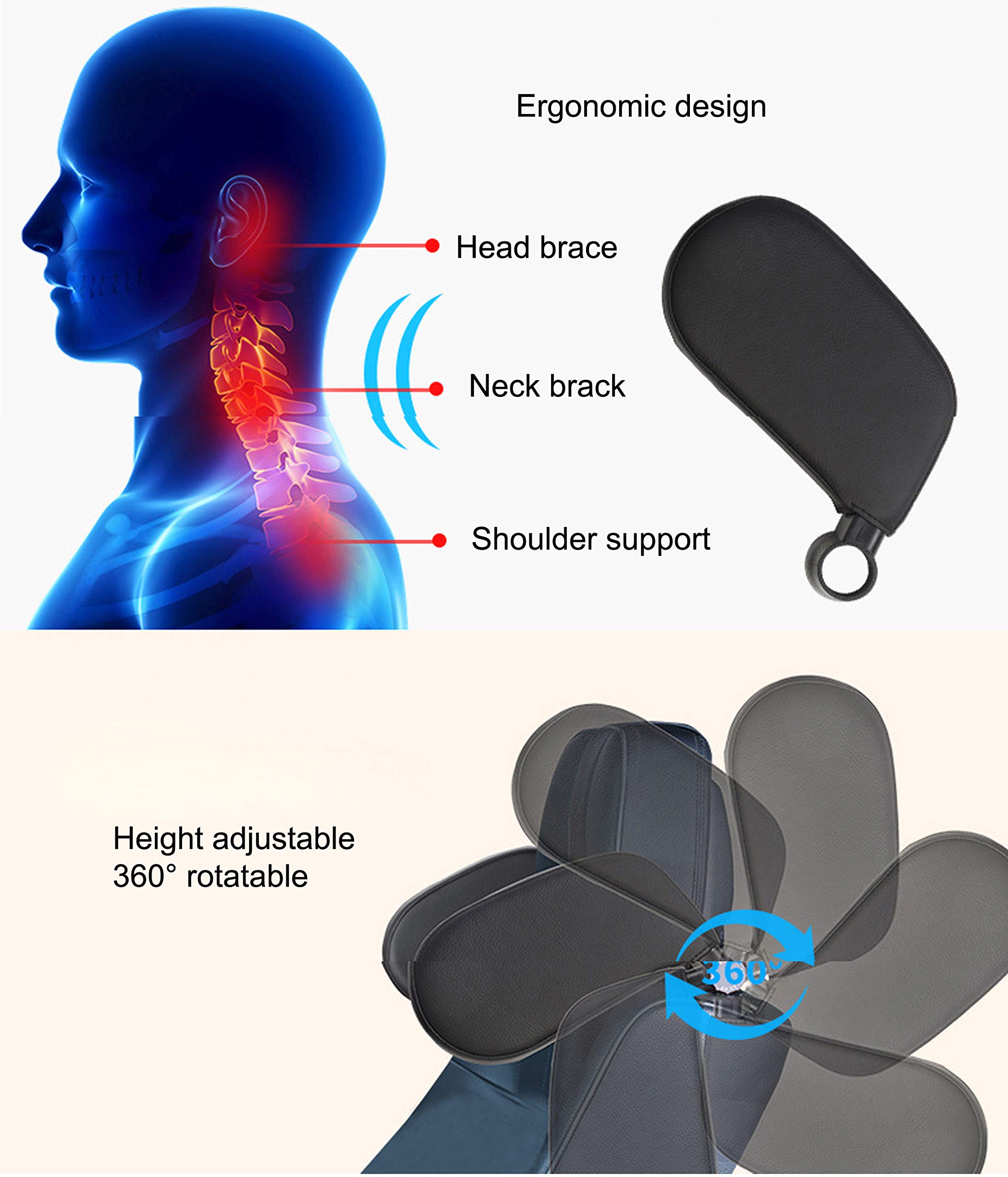 Car Headrest Pillow Road Pal Headrest Car Seat Head Neck Support Adjustable Headrest Neck Support for Kids Adults (Black)