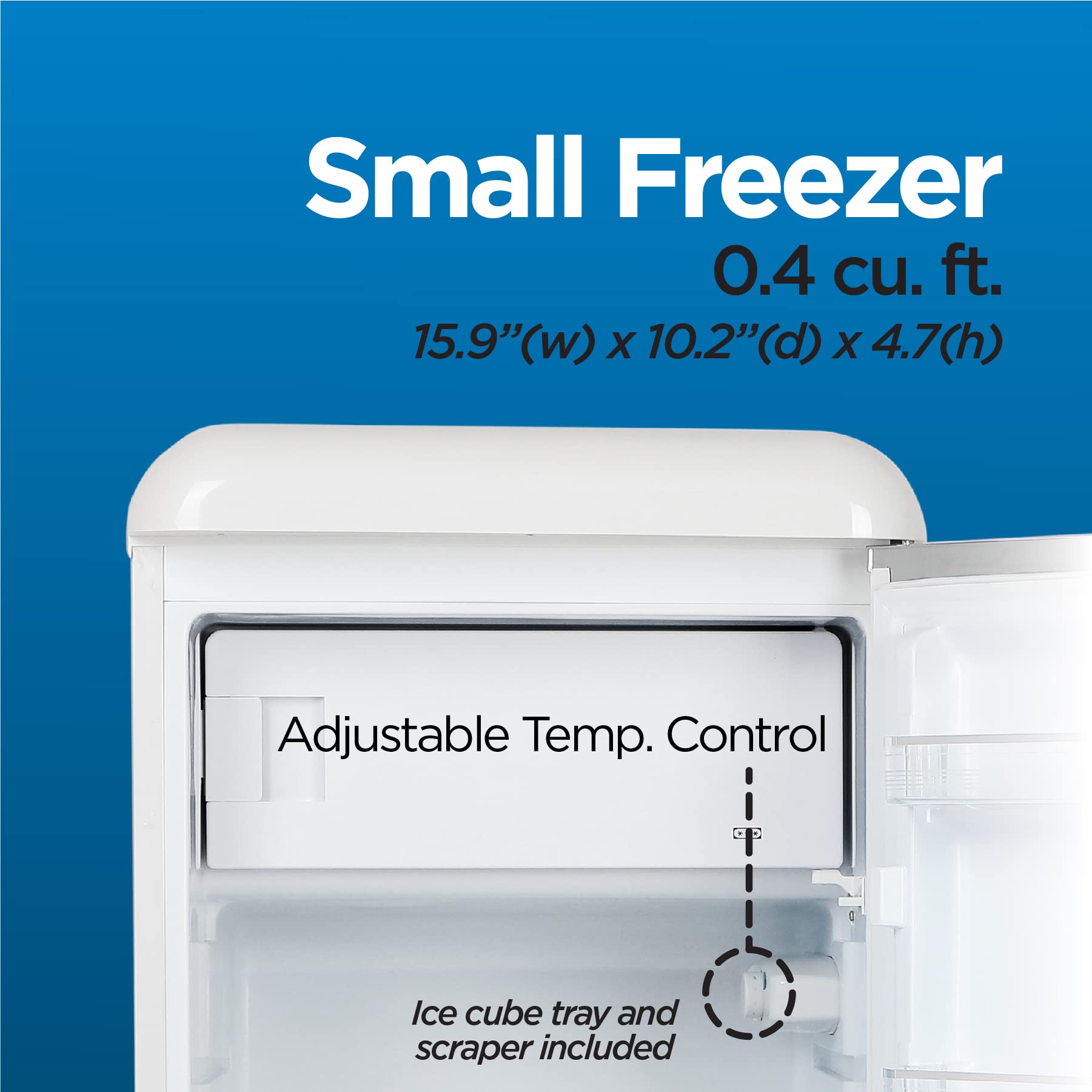 Commercial Cool CCRR4LW 4.0 Cu. Ft Freezer, Vintage Style 1 Slide-Out Glass Shelf and Crisper Cover, Retro Fridge, White Refrigerator