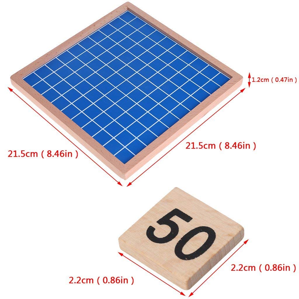 MAKEGELD Wooden Toys Hundred Board 1-100 Consecutive Numbers Wooden Educational Game for Kids with Storage Bag, W8.26 L8.26inches