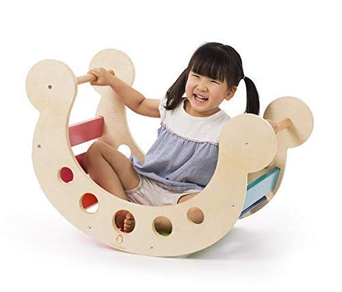 CASSAROKIDS Waldorf Viking Climbing Wooden Rocker - Rainbow